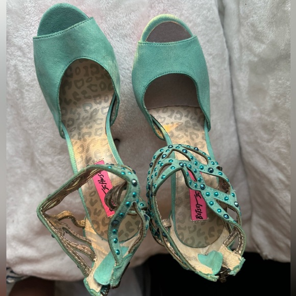 Betsey Johnson | Shoes | Turquoise Platform High Heel Sandals ...